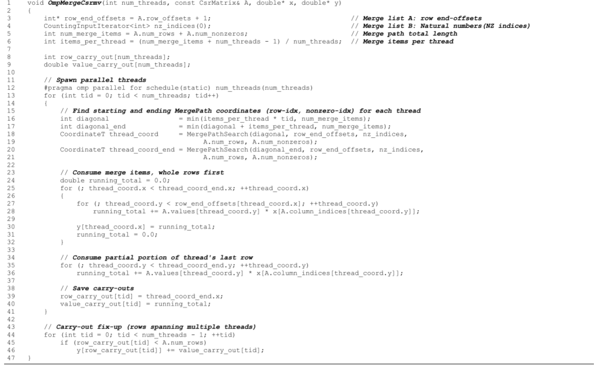 Merge-based Sparse Matrix-Vector Multiplication (SpMV) using the CSR ... Merge-based Sparse Matrix-Vector Multiplication (SpMV) using the CSR ...